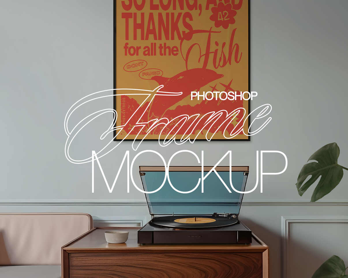 Movable Frame with Retro Record Player Mockup – WasMockups