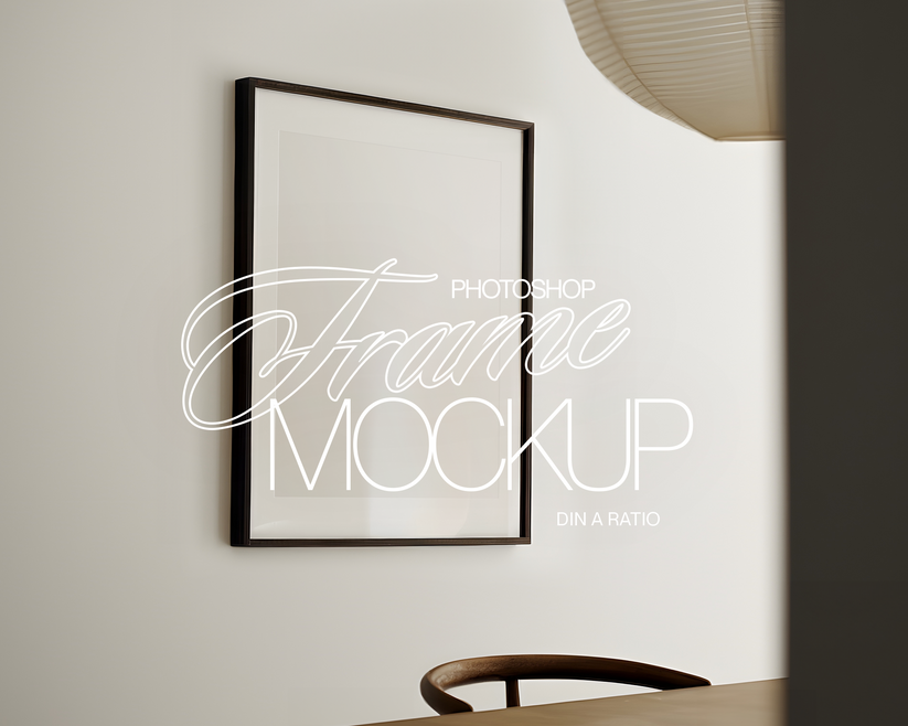 DIN A Black Frame Japandi Dining Mockup – WasMockups