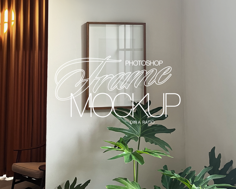 DIN A Walnut Frame Reflective Glass Mockup – WasMockups