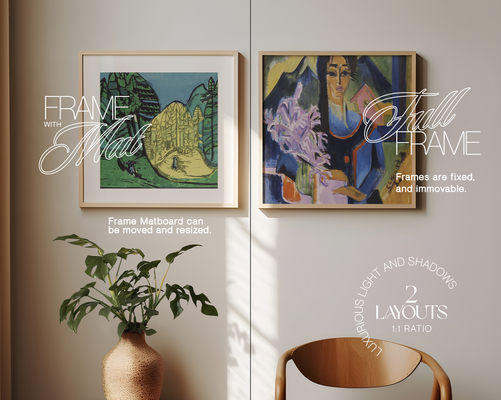 Two 1x1 Frames Sunlight Interior Mockup – WasMockups