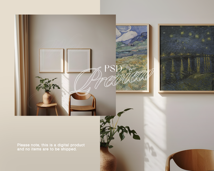Two 1x1 Frames Sunlight Interior Mockup – WasMockups