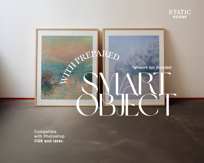 Two Wood Frames on Concrete Floor Mockup – WasMockups