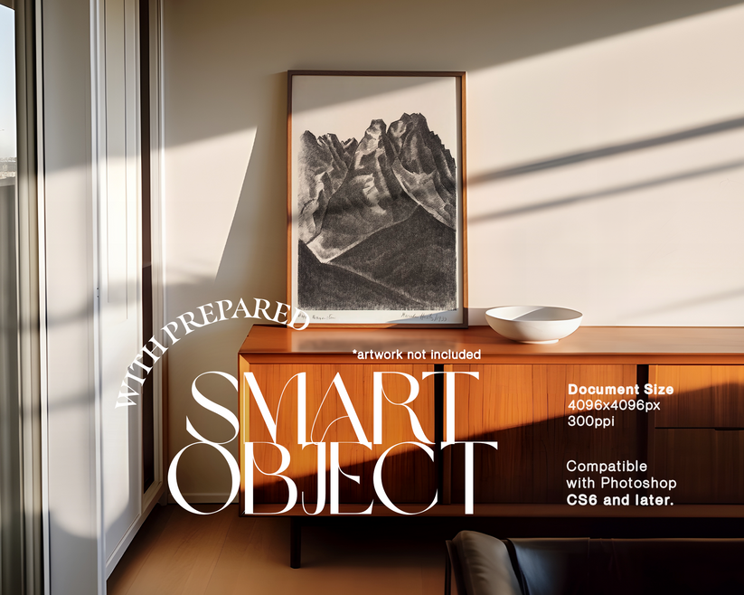 DIN A Wood Frame Ambient Light | PHOTOSHOP FRAME MOCKUP – WasMockups