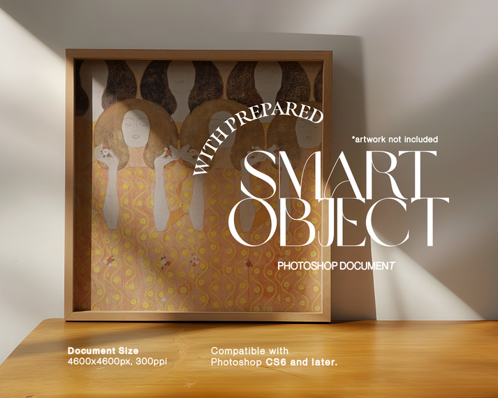 1x1 Frame on Rustic Desk Mockup – WasMockups